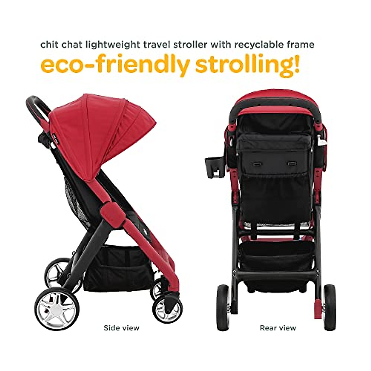 Larktale chit Chat Stroller | Lightweight Compact Stroller for Babies and Toddlers 6 Months and Up | Best Compact Stroller for Travel | Features One-Handed Steering and Easy Fold, Barossa Red