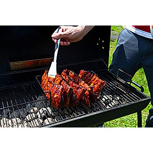 MOUNTAIN GRILLERS Rib Racks for Smoking, Gas Smoker, Charcoal Grill, Sturdy & Non Stick Standing roasting rack for Gas Grill, BBQ Grill, Holds 4 Baby Back Ribs, Grilling & pit boss accessories for men