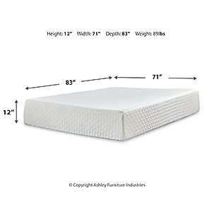 Signature Design by Ashley California King Size Chime 12 Inch Medium Firm Memory Foam Mattress with Green Tea & Charcoal Gel, White