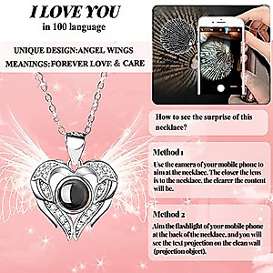 Preserved Real Rose with I Love You Necklace 100 Languages, Gifts Idea for Her Mom, Women, Girlfriend or Wife on Valentine's Day, Mother's Day, Birthday, Anniversary, Thanksgiving, or Christmas.
