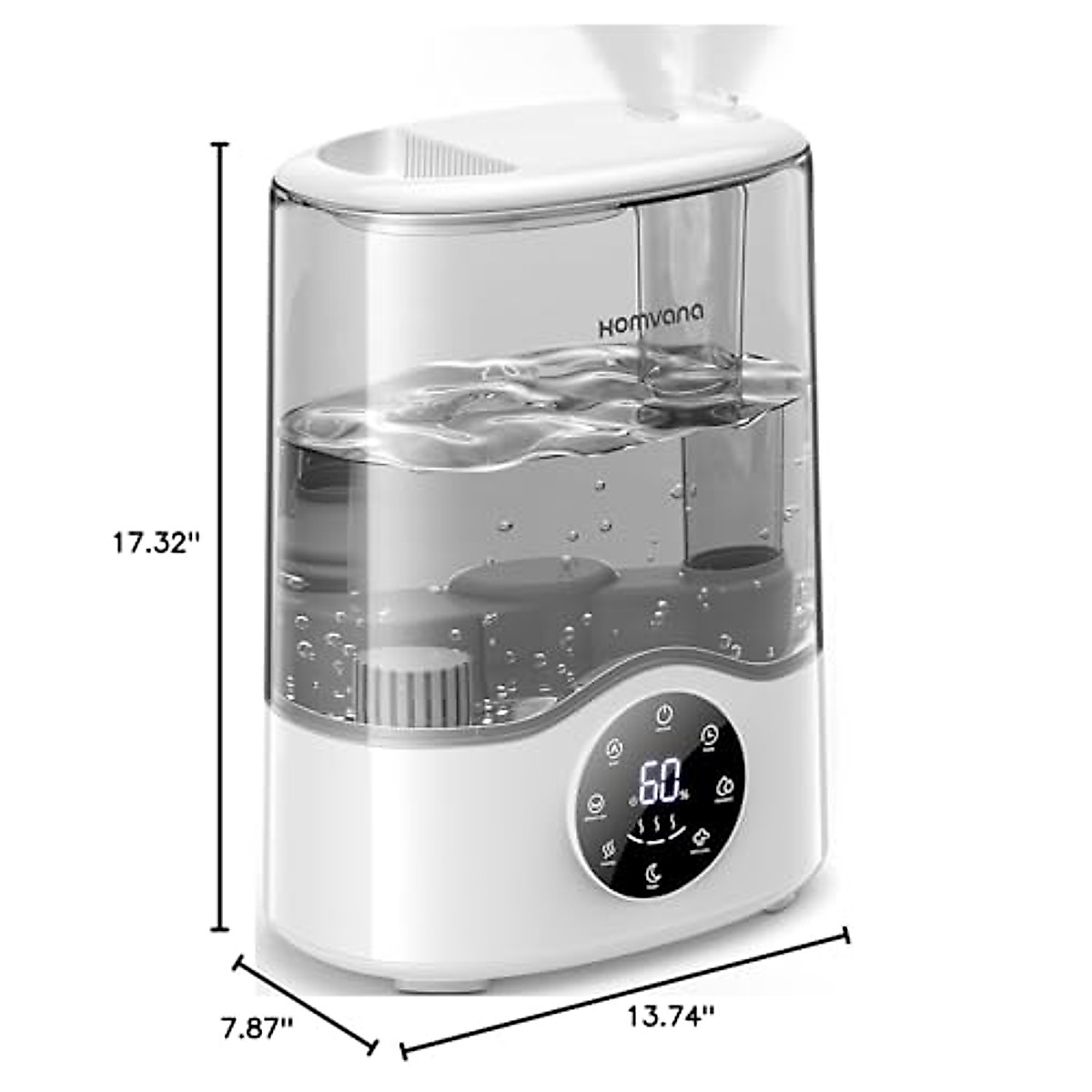 Homvana Humidifier Large Room, 7L (807ft²) Smart Warm and Cool Mist, Top-Fill Humidifiers for Bedroom Baby Nursery Grow Tent, Auto Adapt Mist Quick Air Humidity Indoor, Easy to Clean, Quiet, Diffusers