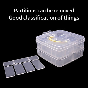 AnRui 3 Tier Stackable Art Craft Storage Box, Bead Organizer Box, Plastic Storage Container with Compartment Dividers for Washi Tape, Jewelry, Hair Accessories, Sewing Supplies, Fishing Tackle, White