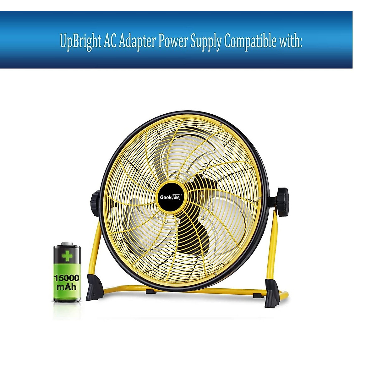UpBright 24V AC/DC Adapter Compatible with Geek Aire CF2 Rechargeable Outdoor High Velocity Floor Fan 16'' Portable 15000mAh Battery Operated Fan GeekAire CF-2 Variable Speed Power Supply Charger PSU