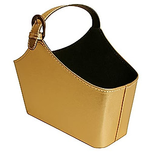 Wald Imports Gold Faux Leather Decorative Storage Organizer Basket