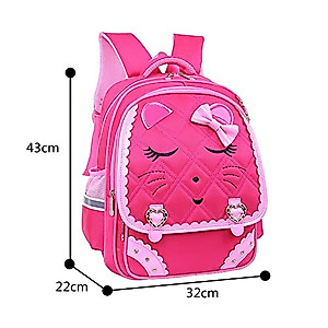 Waterproof Cat Face Waterproof Kids Backpack School Bookbag for Primary Girls Students Yookeyo