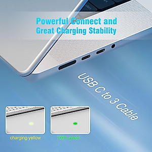 Charger for MacBook Pro 14 16 inch 2024 2023 2022 2021 M4 M3 M2 M1, M2 M3 MacBook Air 13 15 inch, 96W / 70W USB C Power Adapter, 6.6FT USB C to 3 Braided Cable LED, Powerful Connect, Original Quality