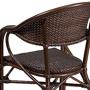 Flash Furniture Milano Series Cocoa Rattan Restaurant Patio Chair with Bamboo-Aluminum Frame