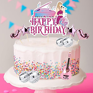 Music Cake Toppers Birthday Cake Decorations Pink Girl Birthday Party Decorations Disco Cake Topper