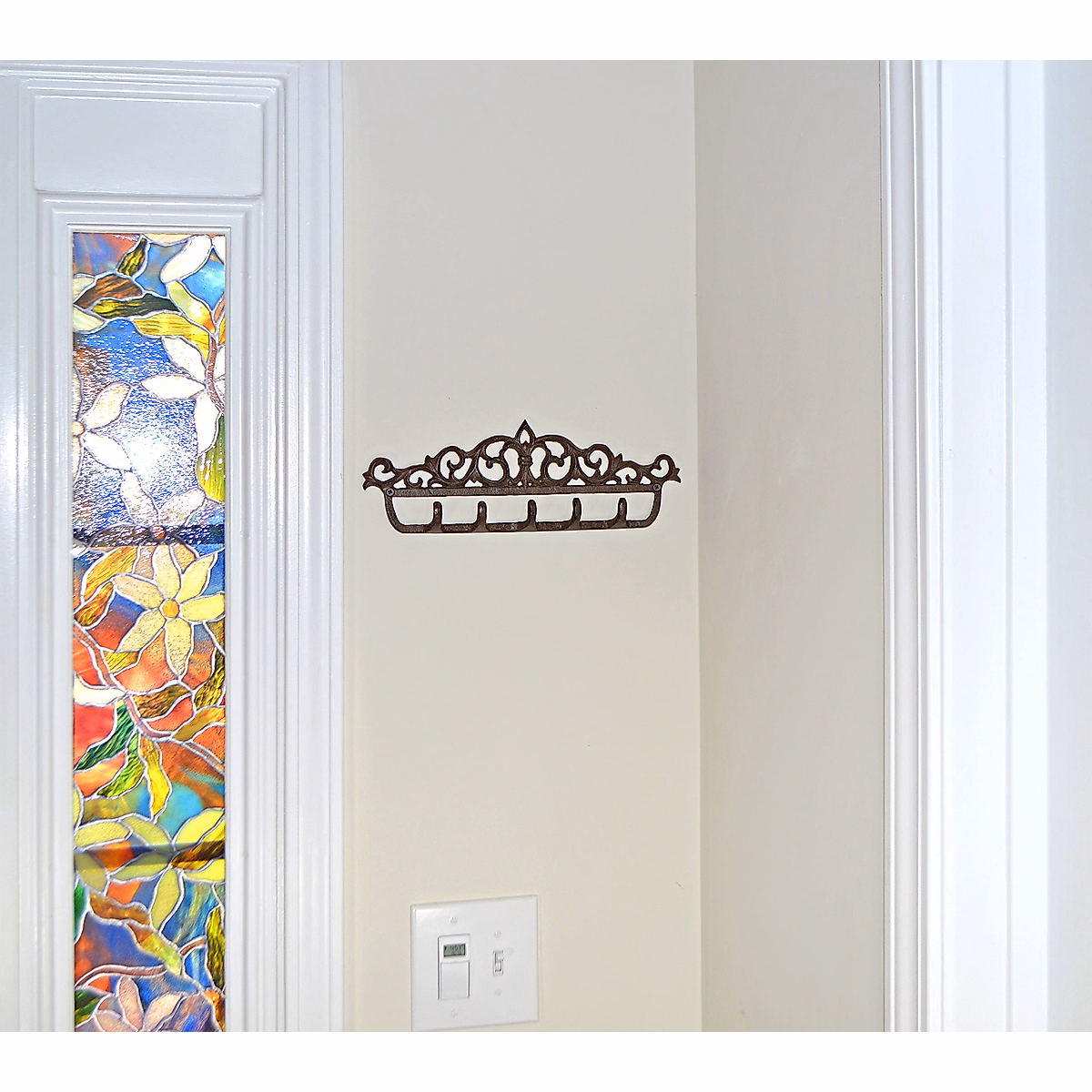 GASARÉ, Key Holder for Wall Mount, Cast Iron Key Hook, Key Rack, Victorian Design, Screws and Anchors, Large Size of 12½ x 5¼ Inches, Brown, 1 Unit