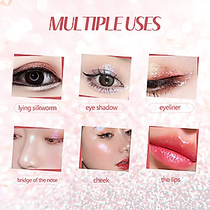 SUMEITANG 8Pcs Liquid Glitter Eyeshadow，Highly Pigmented Shimmer Metallic Sparkling Eye shadow，Multi-Dimensional Sparkle Finish，Long Wearing，Quick-Drying Liquid Eyeshadow for Crystal Eye Makeup