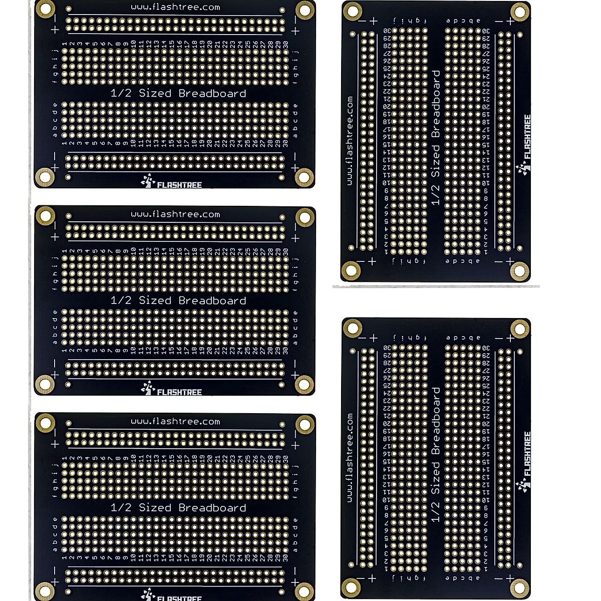 whiteeeen Solder-able or Less Breadboard Board Gold Plated Finish Proto Board PCB DIY Kit for Arduino (1/2 Solder-able (5pcs))