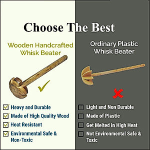 Wooden Mathani Whisker, Whisk Beater, Ravi, Ravai Churner, Curd Beater, Lassi Beater, Lassi Maker - 12 Inch