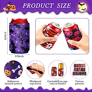 Chengu 16 Pcs Beer Can Sleeves Halloween Beer Can Cooler Insulated Beer Soda Can Cover 12oz Neoprene Beer Holder Non Slip Colored Drink Can Covers for Beer Cans Bottles Home Kitchen Office Bar