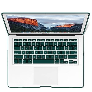IBENZER Compatible with MacBook Air 11 Inch Case Model A1370 A1465, Soft Touch Plastic Hard Shell Case Bundle with Keyboard Cover for Mac Air 11, Quetzal Green, A11QUGN+1