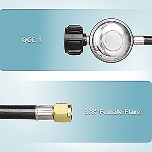 SHINESTAR 5FT Propane Adapter Hose with Regulator for Blackstone 17 & 22 Inch Flat Top Griddle, Propane Elbow Adapter Included, Connect to Large Propane Tank