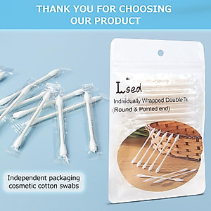 Lsed, Cleaning swabs for Commercial uses, 100 Count Natural Cotton Buds, Individually Wrapped Double Tipped Cotton Tips for Ear, Beauty Care, Cleaning (Round & Pointed Shape Cotton Heads)