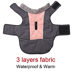 JoyDaog Fleece Collar Dog Coats for Small Dogs,Reversible Warm Puppy Jacket for Cold Winter,Pink S