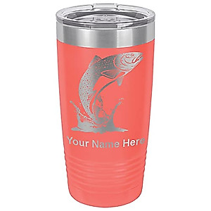 LaserGram 20oz Vacuum Insulated Tumbler Mug, Trout Fish, Personalized Engraving Included (Coral)
