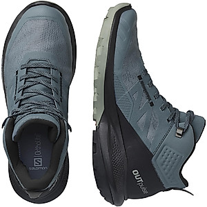 Salomon Women's OUTPULSE Mid Gore-Tex Hiking Boots for Women, Stormy Weather/Black/Wrought Iron, 11