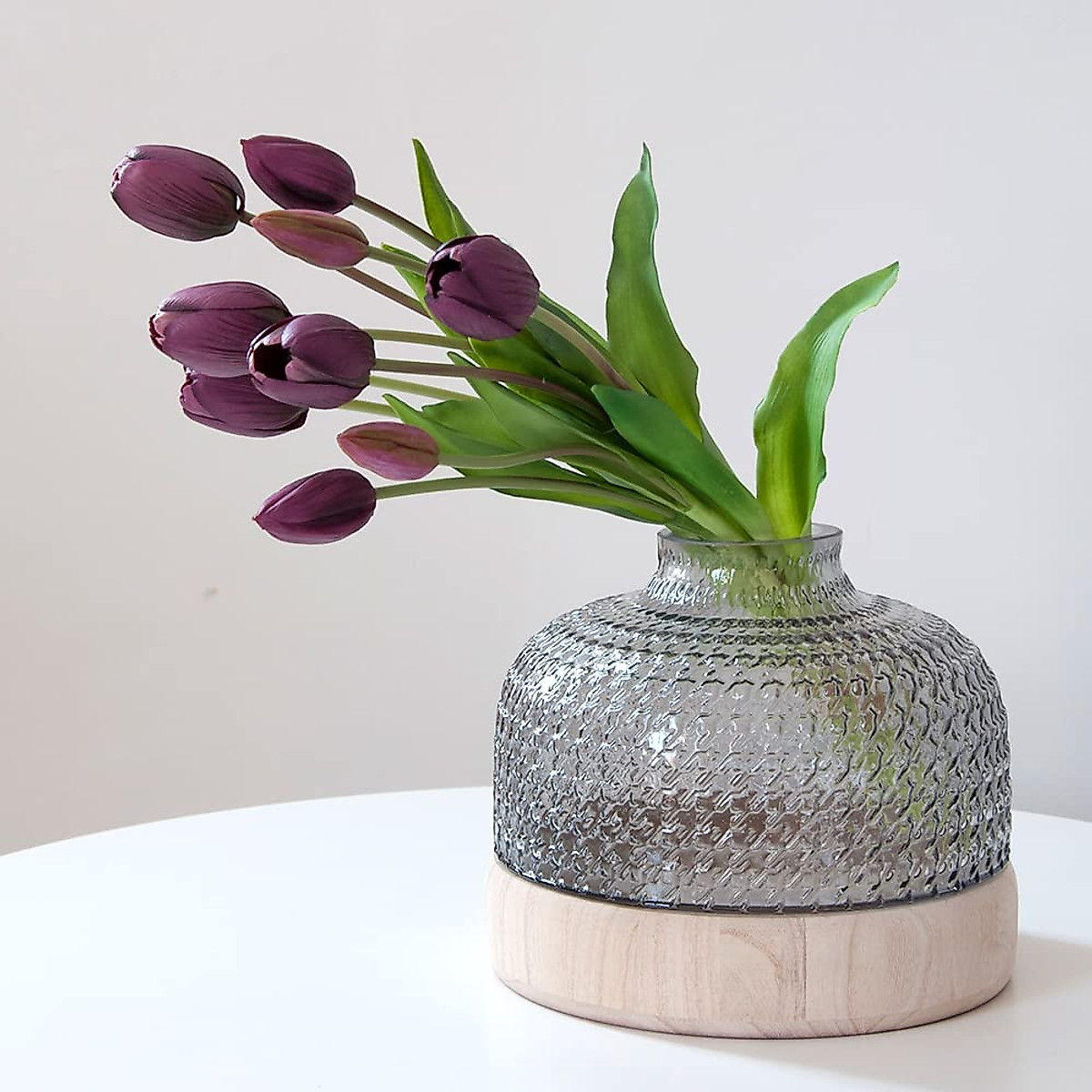 Aoivrb 5 PCS Fake Tulips Flowers PVC Real Touch Tulips Artificial Plastic Flower Fake Bouquet Table Arrangements Gift for Home Office Party Wedding Birthday Garden Store Decoration (Light PRURPLE)…