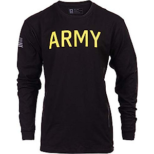 Army PT Style Shirt | U.S. Military Physical Training Workout Long Sleeve T-Shirt, Black-(LSBLK,XL)