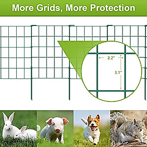 OUSHENG 20ft Green Garden Fence for Dog Pet, Easy Assembly Decorative Fencing Rustproof Metal Wire Panel Border for Outside, Small No Dig Animal Barrier for Yard Outdoor, Grids