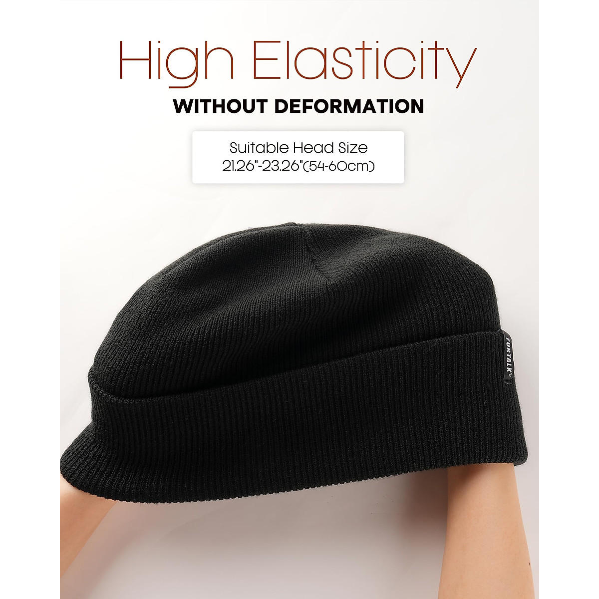 FURTALK Beanie,Soft Knit Warm Winter Hats for Women and Men,Acrylic Cuffed Beanies (One Size,Black)