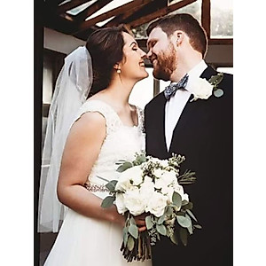 HEREAD 1 Tier Bride Wedding Veil Short Wasit Elbow Length Bridal Tulle Veils with Comb and Cut Edge (White)