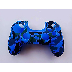Hikfly Silicone Gel Controller Cover Skin Protector Compatible for Sony PlayStation 4 PS4/PS4 Slim/PS4 Pro Controller (2X Controller Camouflage Cover with 8 x FPS Pro Thumb Grip Caps)(Red,Blue)