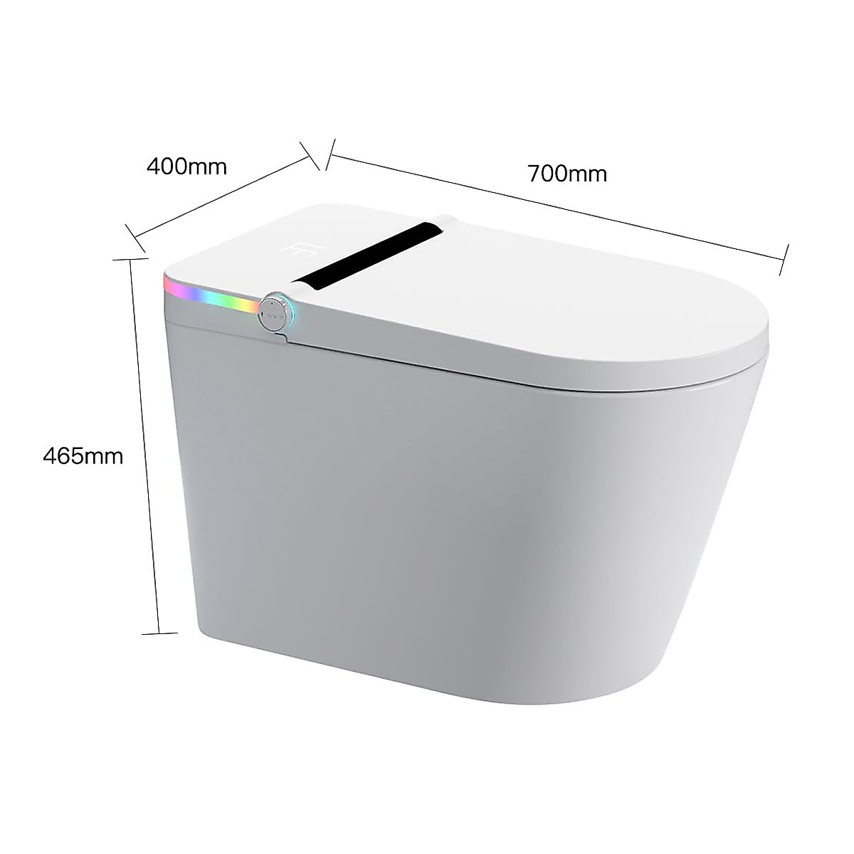 Smart Toilet with Built-in Bidet Seat, Tankless Toilet with Auto Lid Opening, Closing and Flushing, Heated Seat, Digital Display, Elongated