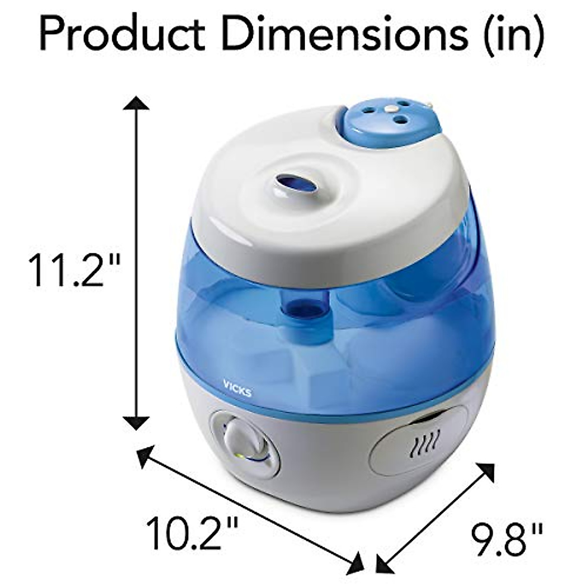 Vicks Sweet Dreams Cool Mist Humidifier, Blue, Medium Room, 1 Gallon Tank – Filter Free Cool Mist Humidifier for Baby and Kids Rooms with Light Up Display, Works with Vicks VapoPads