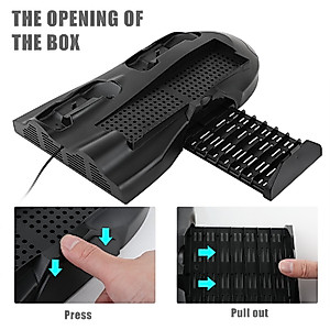 Puroma Vertical Stand Only for Xbox One X Cooling Fan with Controller Charger Charging Station Game Discs Storage and 3 USB Ports