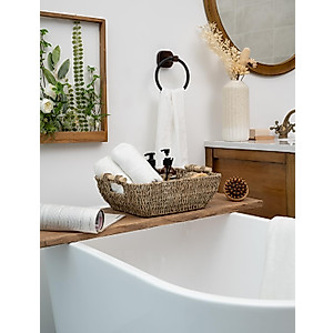 StorageWorks Hand-Woven Large Storage Baskets with Wooden Handles, Seagrass Wicker Baskets for Organizing, 2-Pack