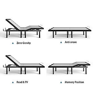 Furgle Adjustable Bed Base Frame Queen Ergonomic Adjustable Bed Base Double Motor Bed Frame with Massage, 2 USB Ports, Wireless Remote Control, Adjustable Mattress Retainer Bar