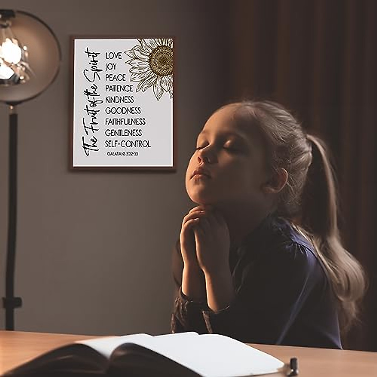 Fruit of the Spirit - Sunflower Rustic Christian Wall Decor, Bible Verse Inspirational Wall Art Flowers Print For Living Room Decor, Home Decor, Office Decor, Farmhouse Decor, Church, Unframed - 11x14