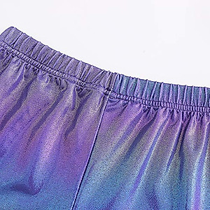 Nothing Girls Gymnastics Shorts Athletic Leotards Sparkle Dance Tumbling 5-10Years (Purple, 7-8 Years)
