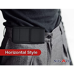 NUVAVO Cell Phone Holster Cell Phone Pouch for iPhone 14, 14 Pro, iPhone 13, 13 Pro, iPhone 12, 12 Pro, iPhone 11, XR, XS with Belt Clip Phone Belt Holder Pouch (Fits Phone with Otterbox Case on)