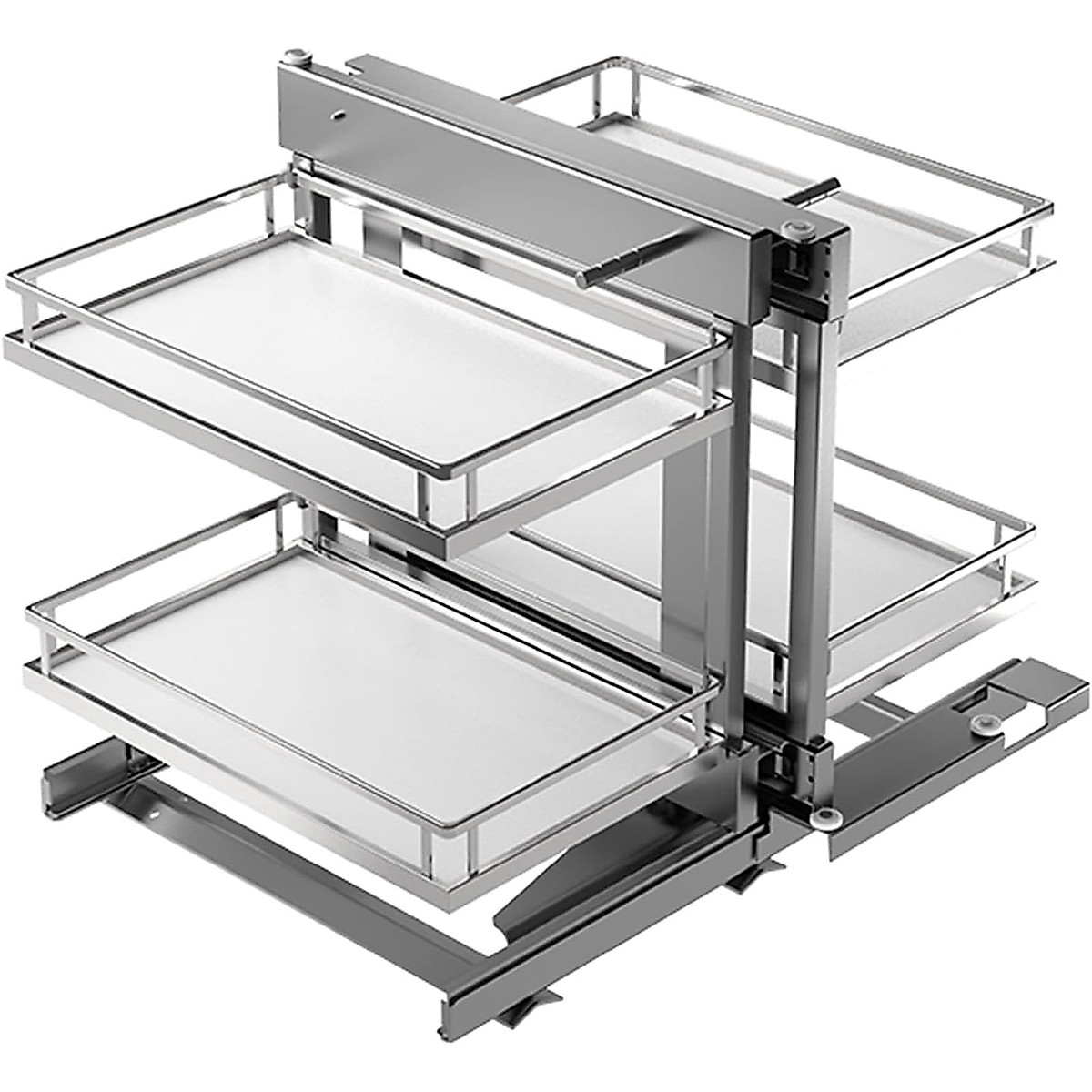 YEKIM Corner Pull Basket Kitchen Cabinet, Soft Close Blind Corner 4 Shelves, 2 Tier Sliding Cabinet Organizer, Kitchen Cabinet Corner Shelving Corner Swivel Organizer