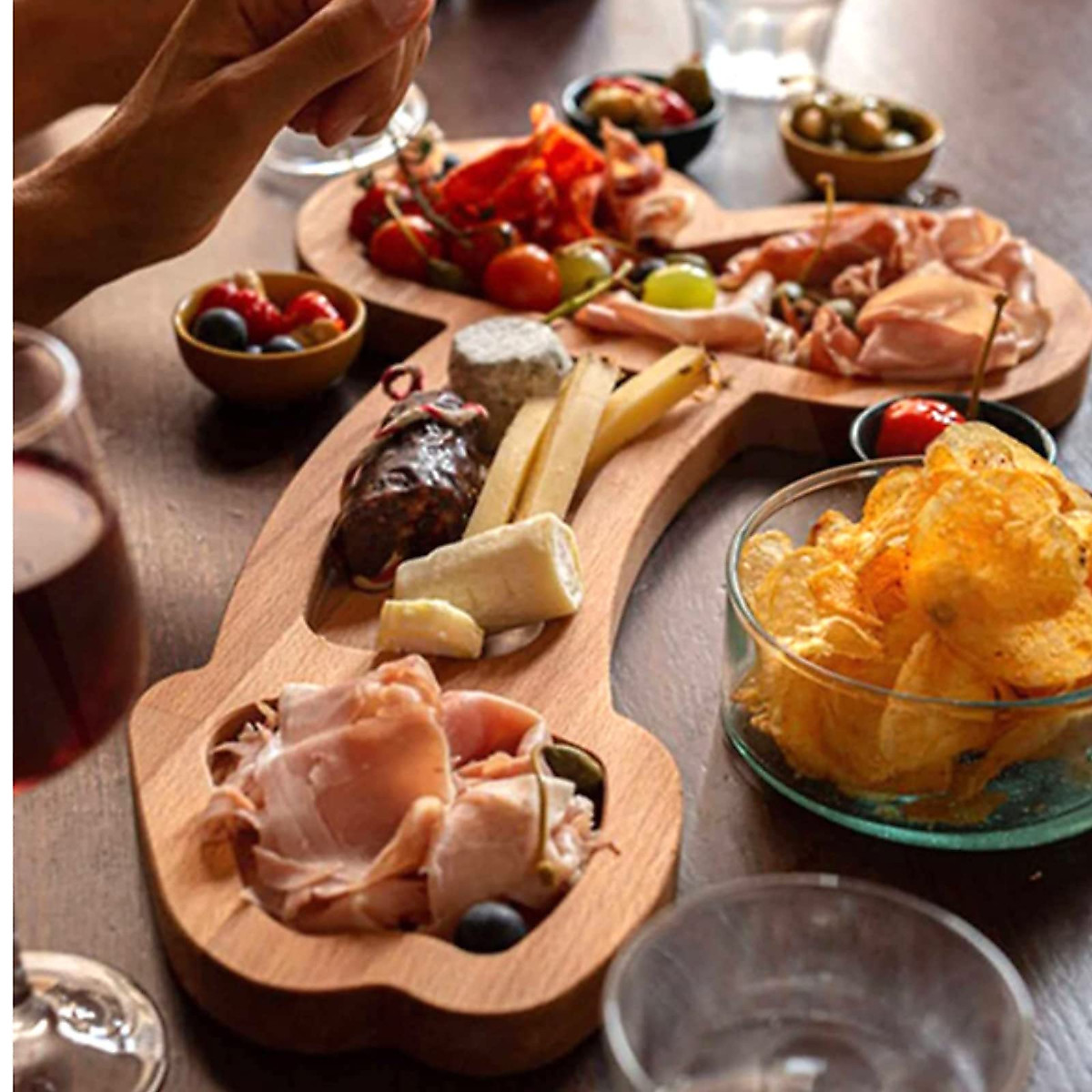 Trumpet Shape Charcuterie Boards, Composite Wood Aperitif Board Cheese Board Funny Gifts, Food Platter, Housewarming Gift, Large Cutting Boardb (Right)