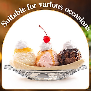 12 Sets 8 oz Acrylic Banana Split Bowls and Teaspoon Set Clear Banana Split Boats Silverware Split Ice Cream Dish Spoons Stainless Steel Coffee Spoons for Dessert Kitchen Party, Dishwasher Safe