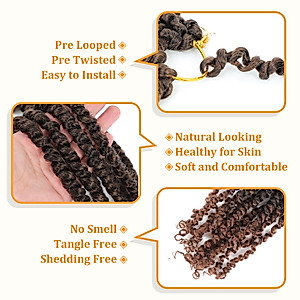Karida Passion Twist Hair 24 inch, 7 Packs Passion Twist Crochet Hair Pre Looped, Pre Twisted Passion Twist Curly Crochet Hair For Black Women (24 Inch (Pack of 7), T30#)