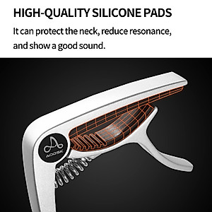 AODSK Capo for Electric Guitar Acoustic Guitar String Steel Ukulele Capo Metal Material Black with 3 pick