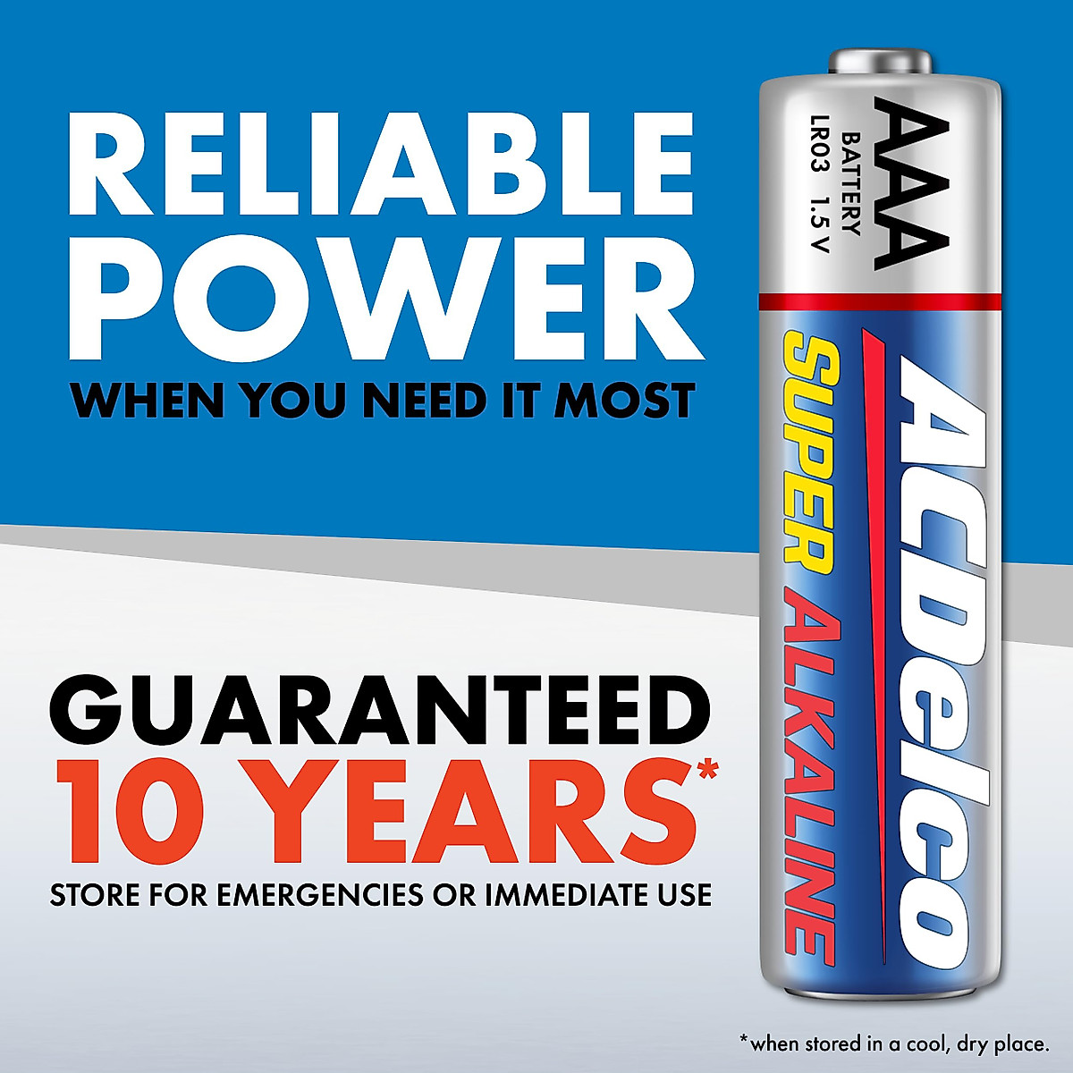 ACDelco 48-Count AAA Batteries, Maximum Power Super Alkaline Battery, 10-Year Shelf Life, Reclosable Packaging