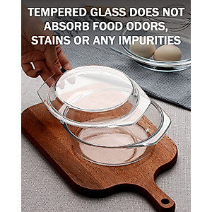 ZYER Small Glass Casserole Dish With Glass Lid Round Glass Microwave Safe Bowls with Lids, Glass Microwavable Bowls (0.65L)