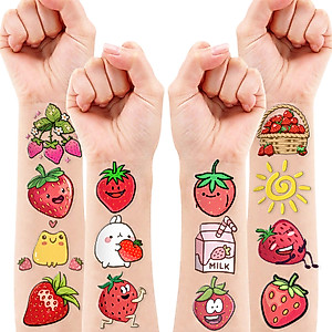 Strawberry Temporary Tattoos Berry First Birthday Party Supplies Decorations 96PCS Cute Tattoos Stickers Party Favors Kids Gifts Girls Boys Classroom School Prizes Themed