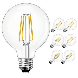 6 Pack LED G25 Globe Light Bulbs Bulbs 6W - 3000K Warm White Dimmable 60W Equivalent E26 Base 120V - Edison Vanity Light Bulbs for Bedroom, Kitchen, Vanity, Mirror Vintage (3000K - Warm White)