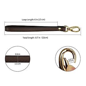 Allzedream Wristlet Strap Genuine Leather Replacement Clutch Purse Key Wrist Lanyard (Dark Brown)