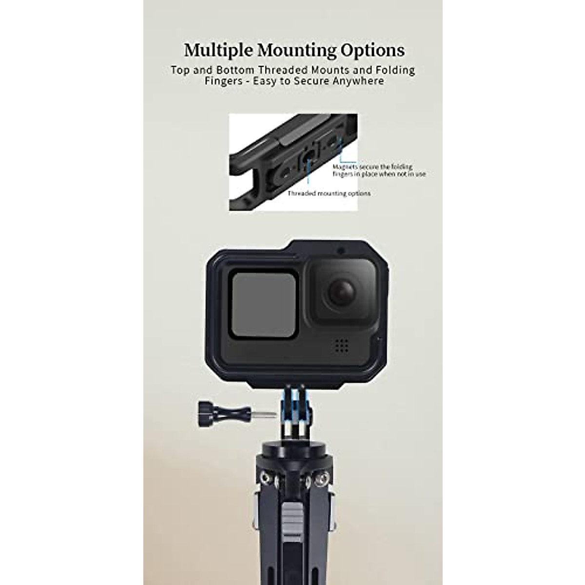 Durable Aluminum Camera Cage for GoPro Hero 11 - Protective Housing with Cold Shoe Mounts, Precision Cut Ports, Anti-Vibration, and Heat Dissipation for Smoother Filmmaking
