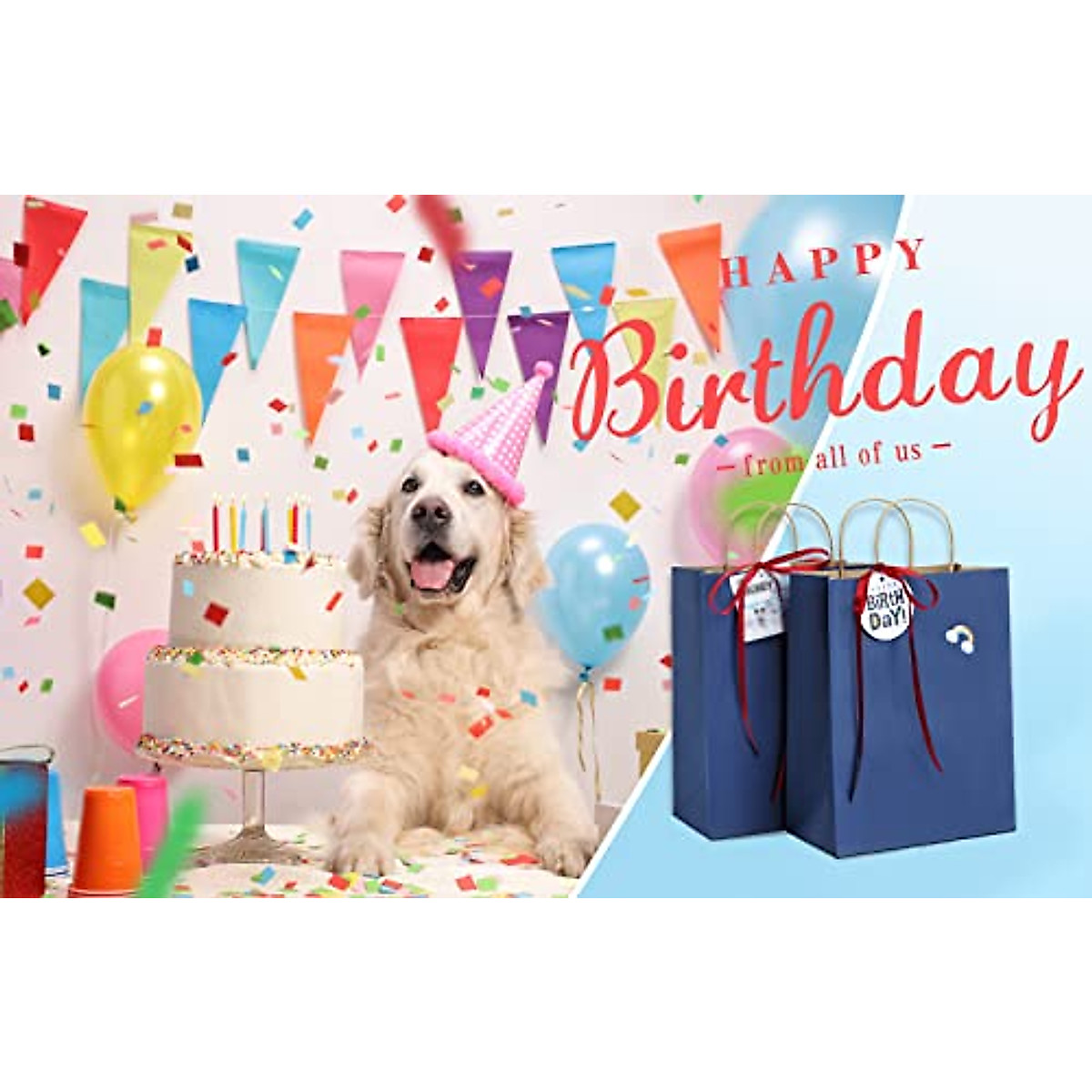 BagDream Navy Blue Gift Bags 8x4.25x10.5 25Pcs Paper Bags, Paper Gift Bags with Handles, Paper Shopping Bags Kraft Bags Party Favor Bags Retail Merchandise Bags Sacks