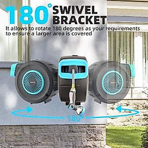 1/2"*100+5ft Garden Hose Reel Sheboren Automatic Retractable Hose Reel with Any Length Lock Wall Mount Watering Hose Reel 180°Swivel Bracket